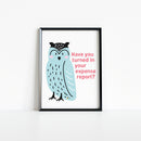 Expense Report Owl Funny Office Art Print – The Office Art Guy