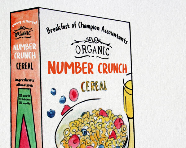 Number Crunch Cereal Accounting Art Print – The Office Art Guy